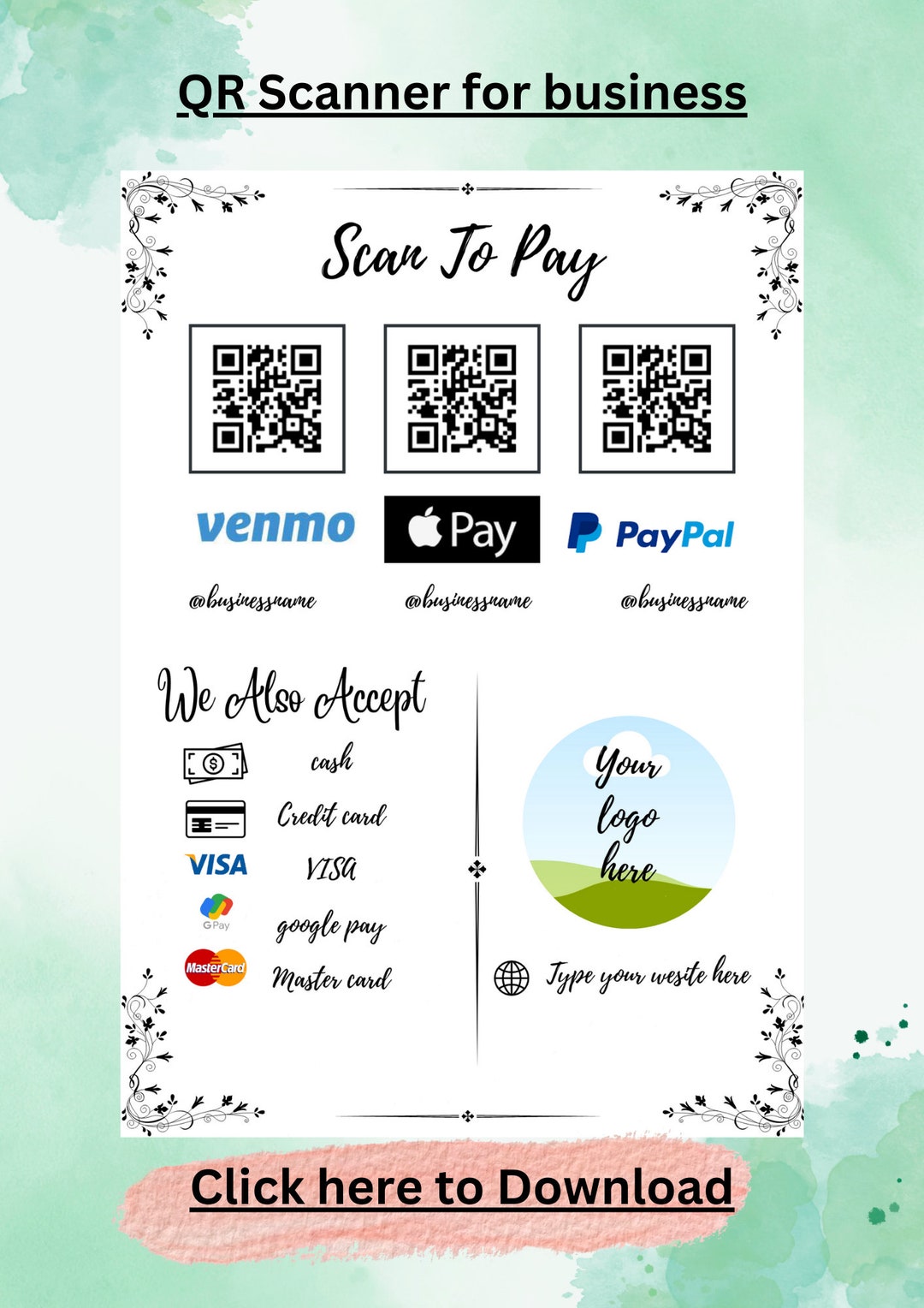 QR Code Scanner Business Card - Etsy