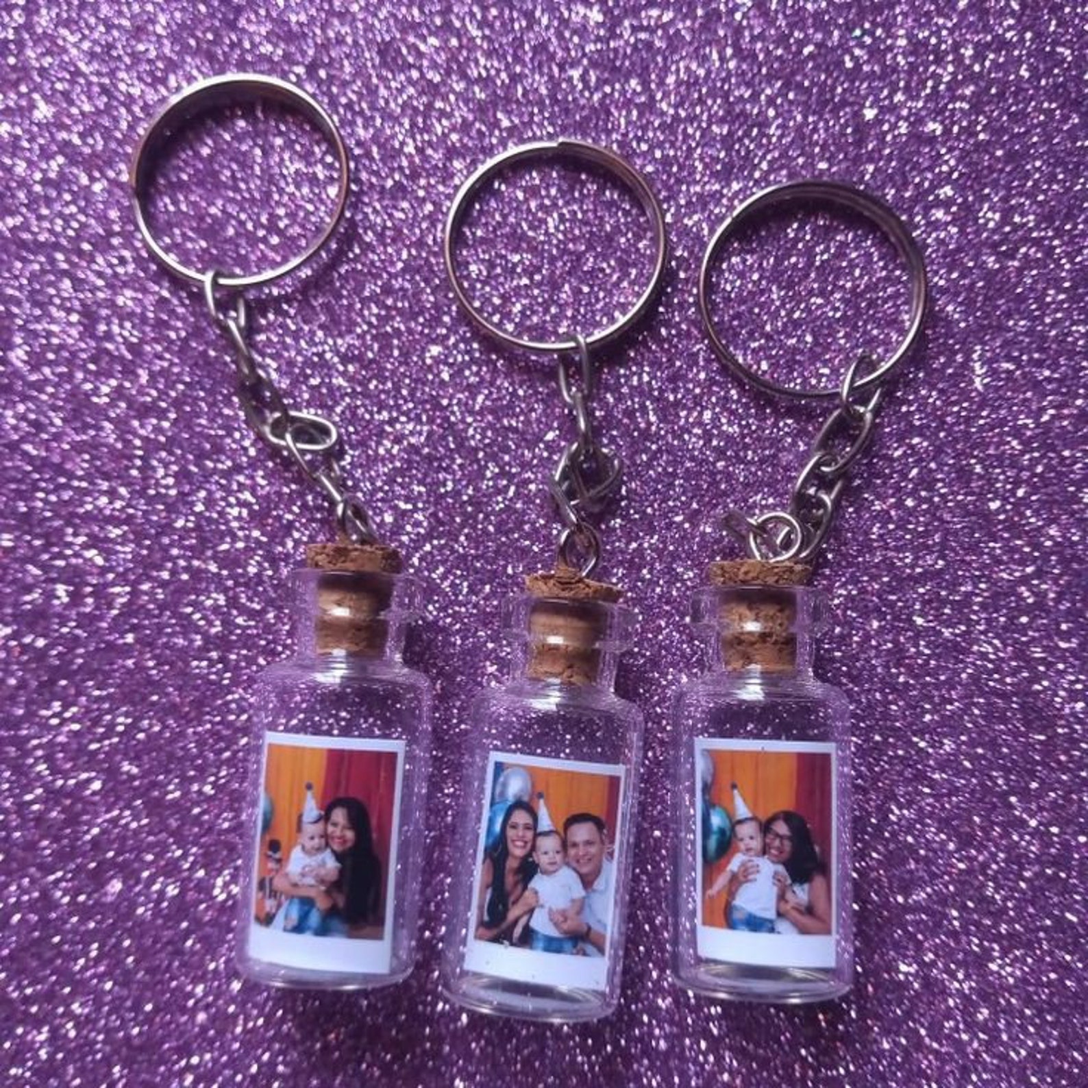 Customized Photo in a Mini Glass Bottle Keychain - Etsy