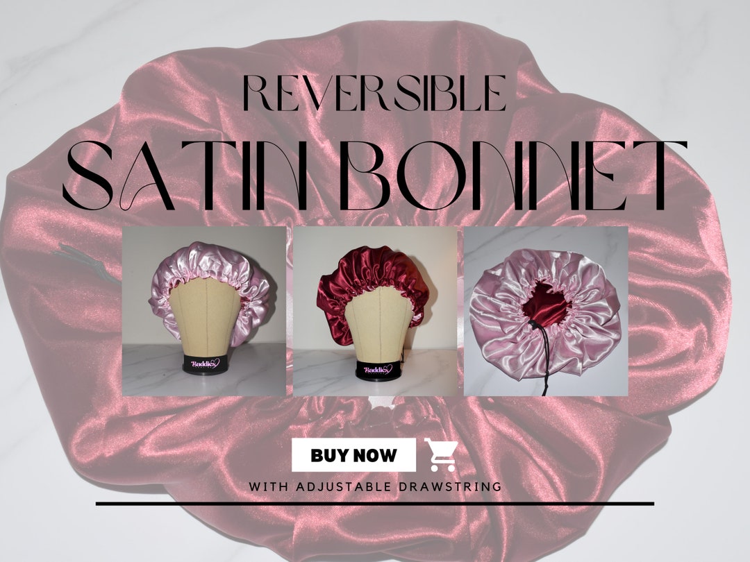 Reversible Satin Bonnet Burgundy & Pink Adjustable Drawstring - Etsy