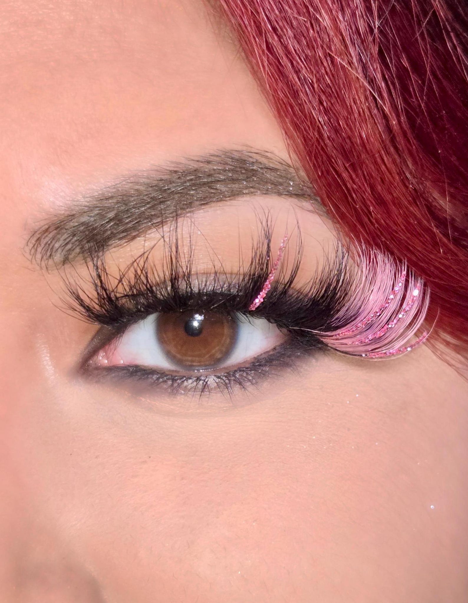 PINK 20mm Mink Lashes With Glitter & Color | Pink Glitter Lashes ...