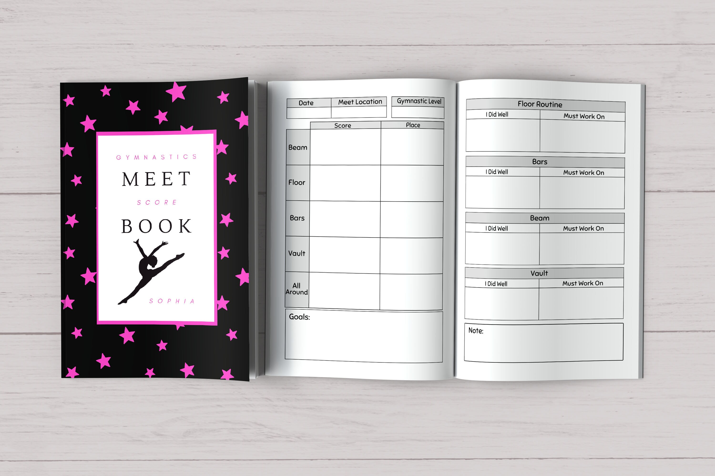 Custom Name Gymnastics Meet Score Book for Gymnasts Perfect Gymnastics ...