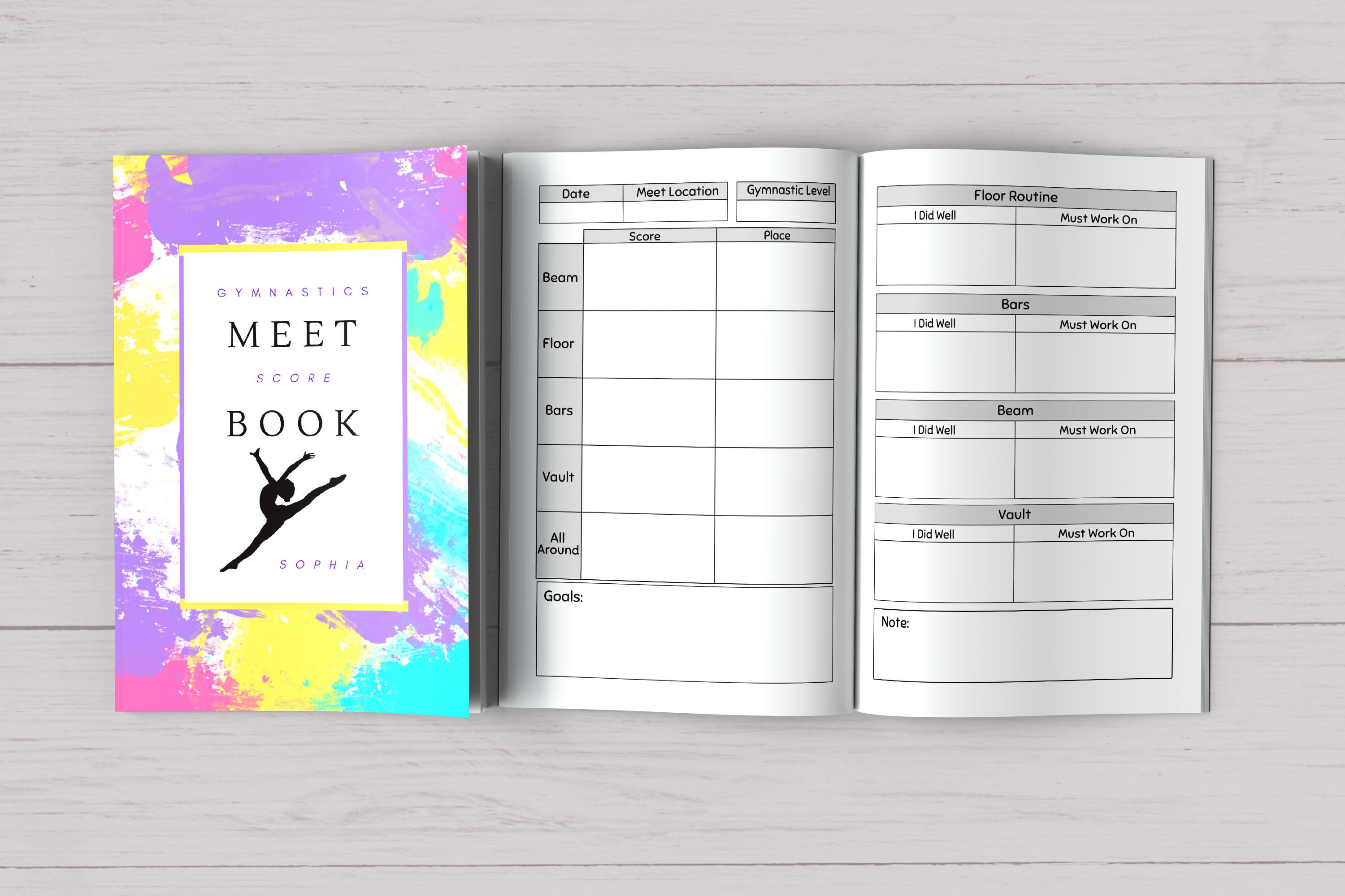 Custom Name Gymnastics Meet Score Book for Gymnasts Perfect Gymnastics ...