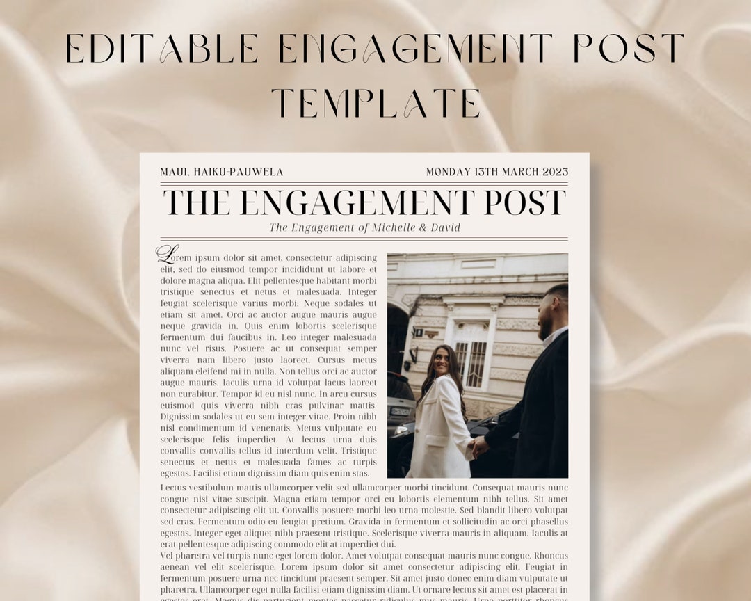 Engagement Announcement Newspaper Template | Editable Article (digital ...