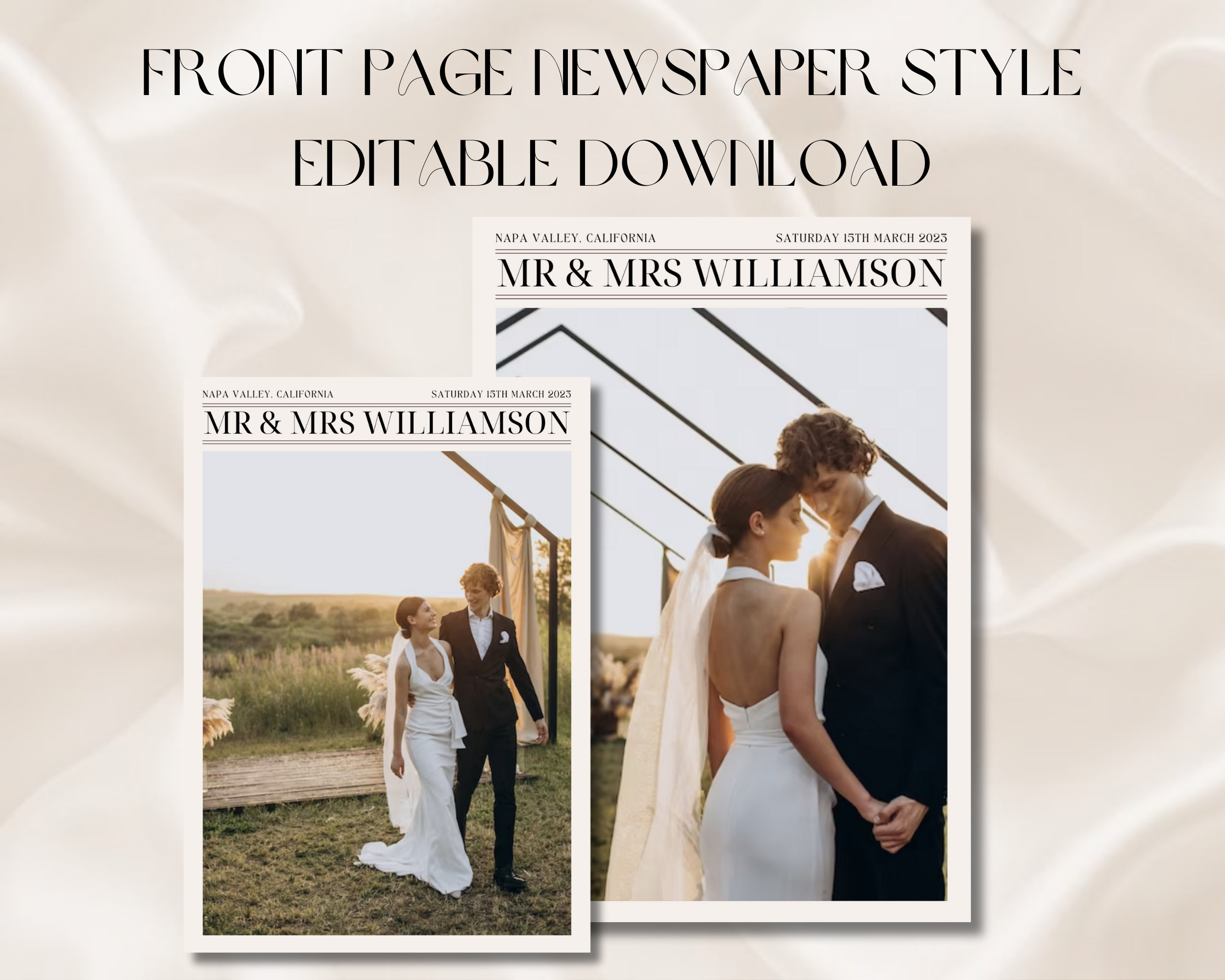 Wedding Poster Template | Magazine Style Front Page Wedding News ...