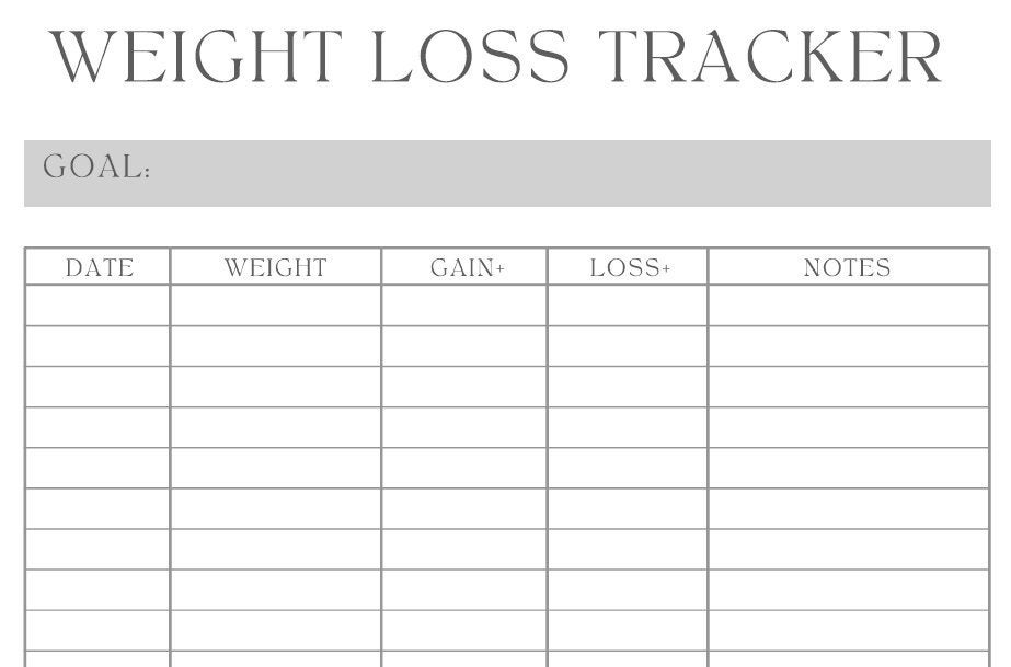Digital Weight Loss Journey Tracker Simple, Easy, Printable - Etsy