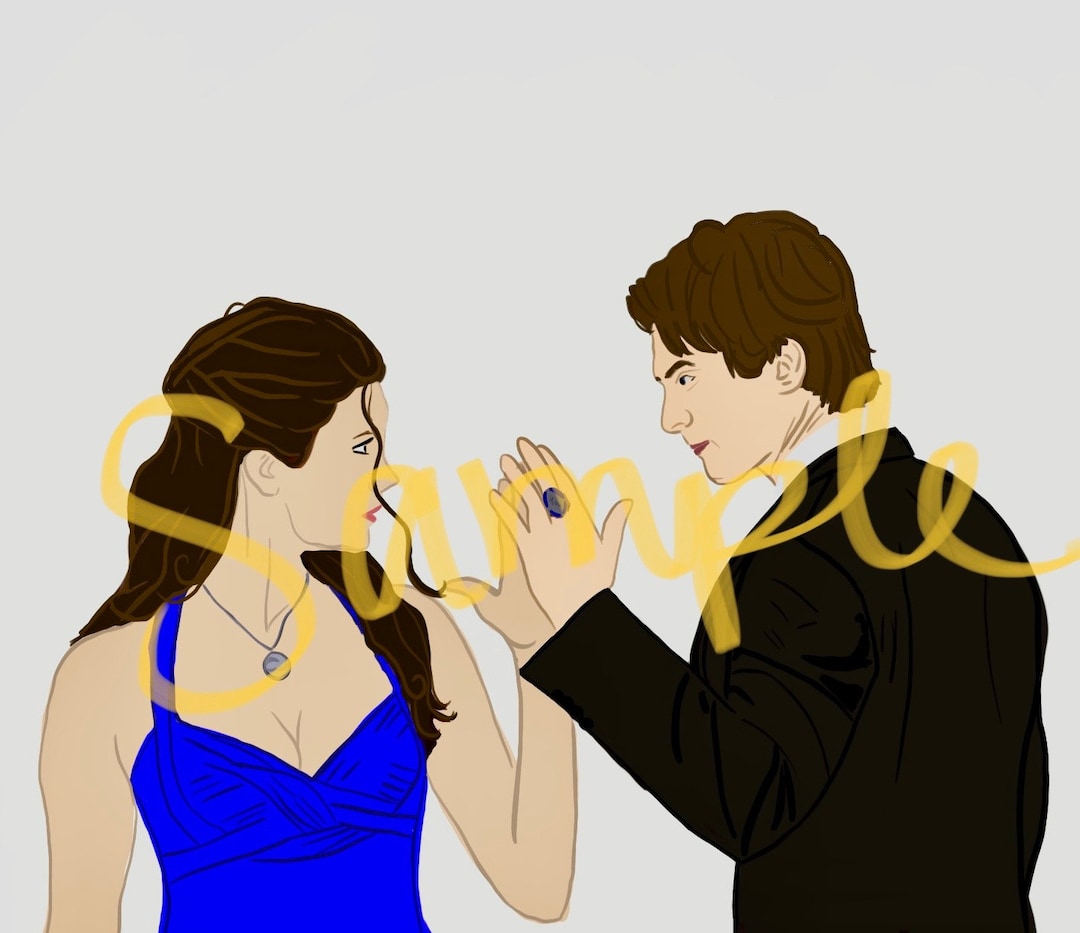 Vampire Diaries Damon and Elena Dance Art - Etsy