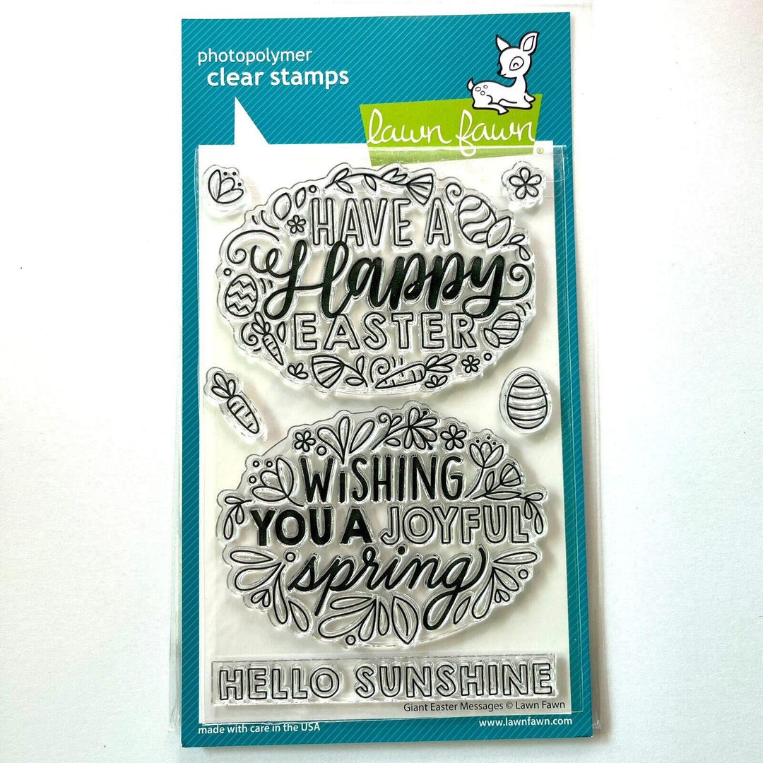 Lawn Fawn Giant Easter Messages Photopolymer Stamp Spring Egg Sunshine ...