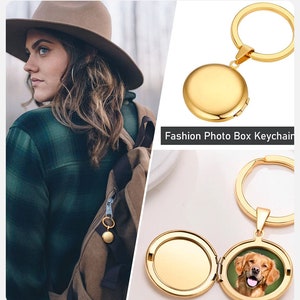 Personalized Photo Locket Keychain: Stainless Steel Picture Keepsake - Etsy