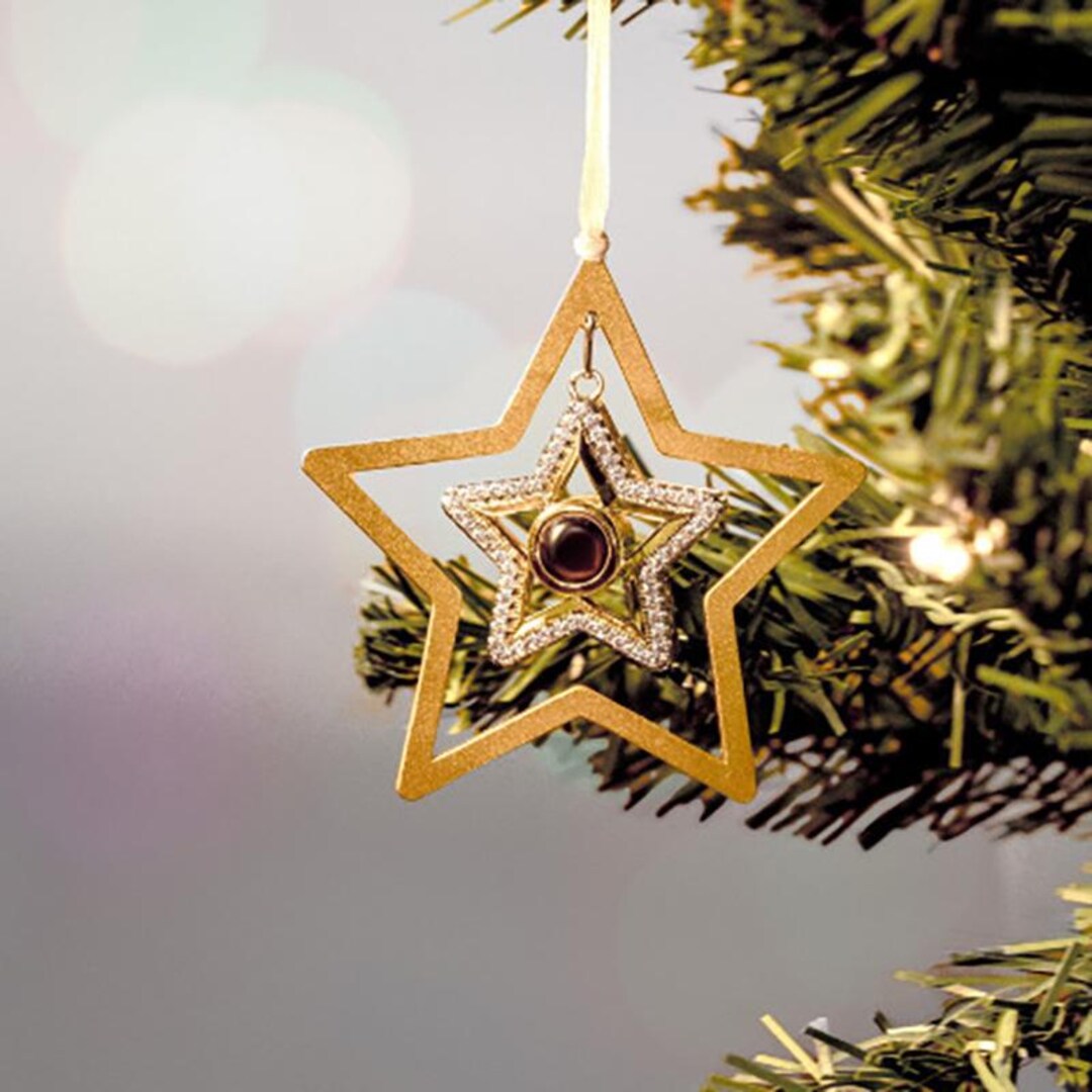Custom Projection Picture Ornament Personalized Christmas Pentagram ...