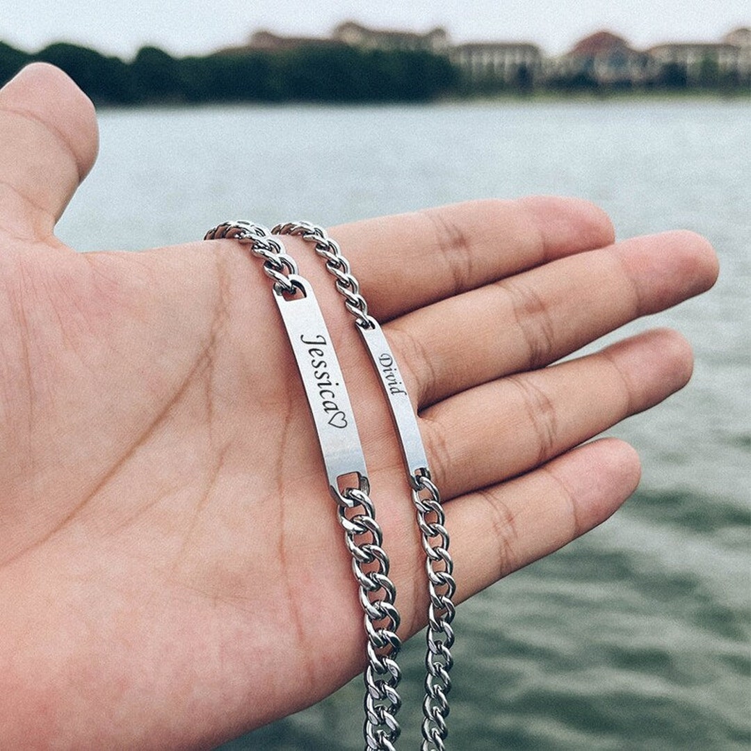 Couple Bracelets-custom Text/symbol Engraved Bracelet-magnetic Couple ...