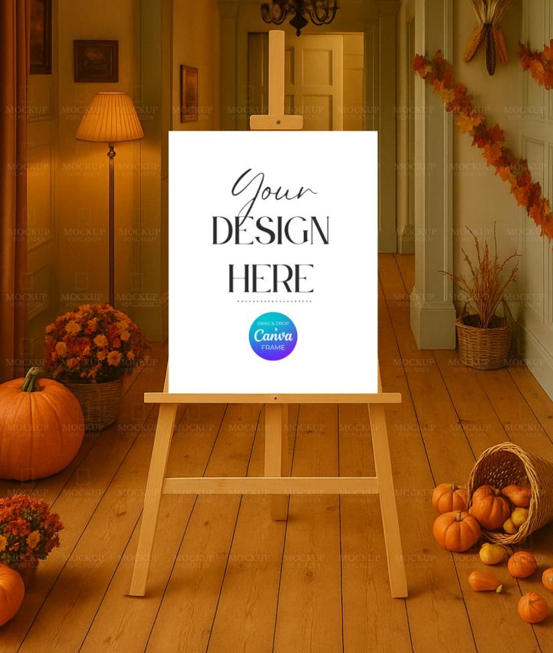16x20 Thanksgiving Easel Mockup Template, Drag and Drop Canva Smart ...