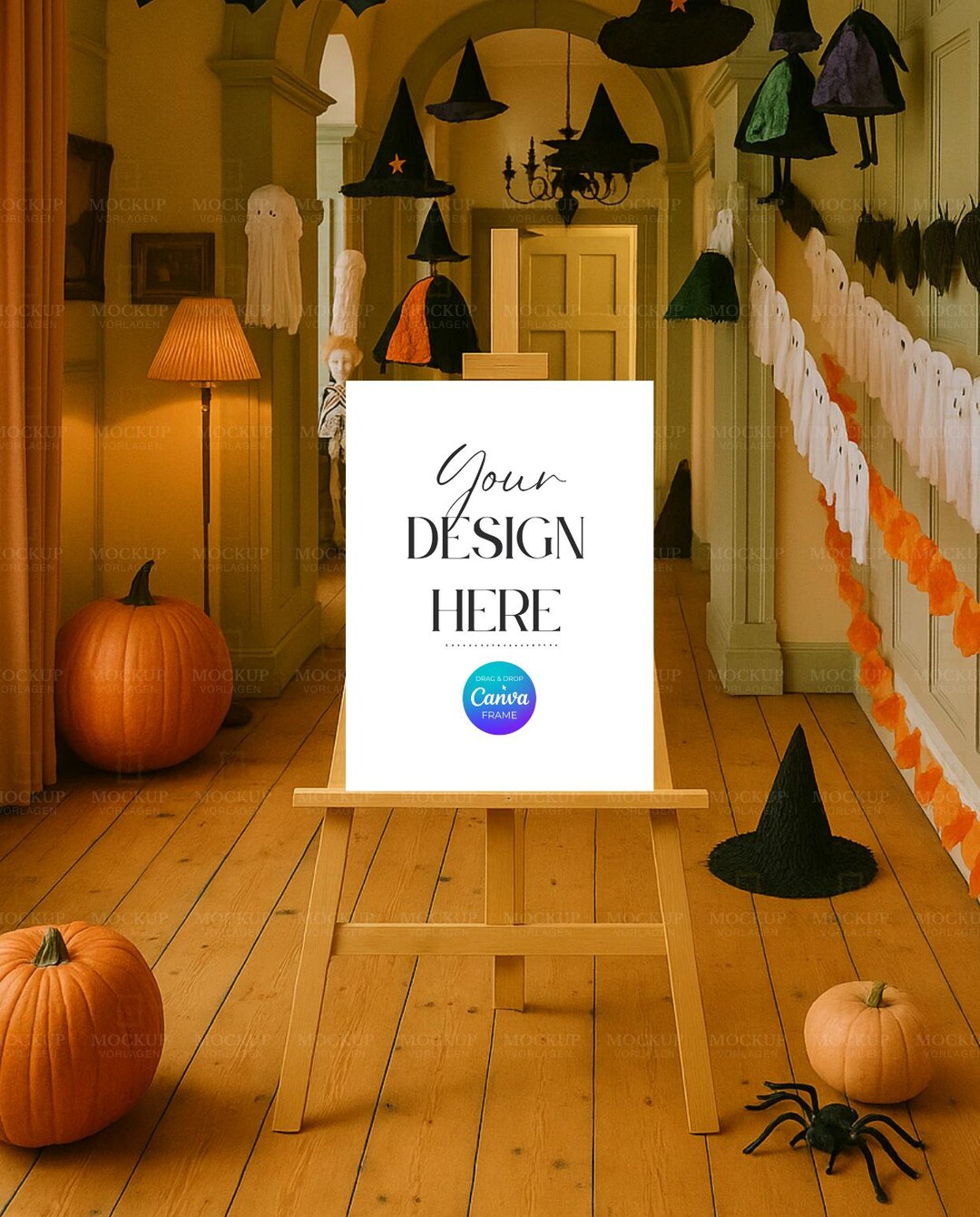 18x24 Halloween Easel Mockup Template, Drag and Drop Canva Smart Frame ...