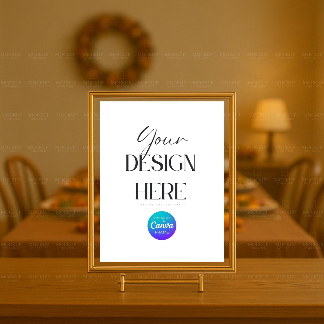 Cozy Thanksgiving Mockup, Drag & Drop Canva Smart Frame for Printable ...