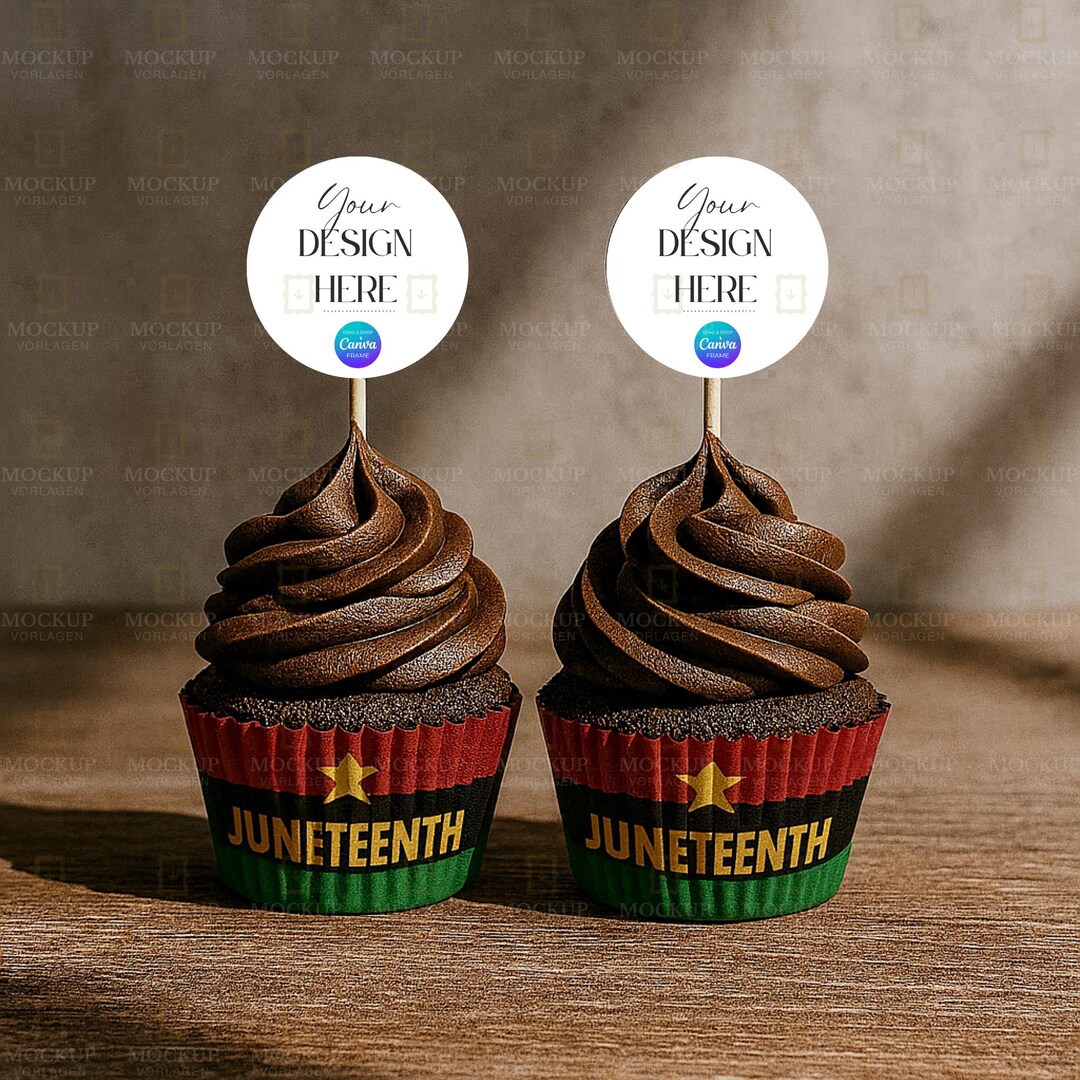 Juneteenth Cupcake Topper Mockup: Canva Template for Sellers (digital ...