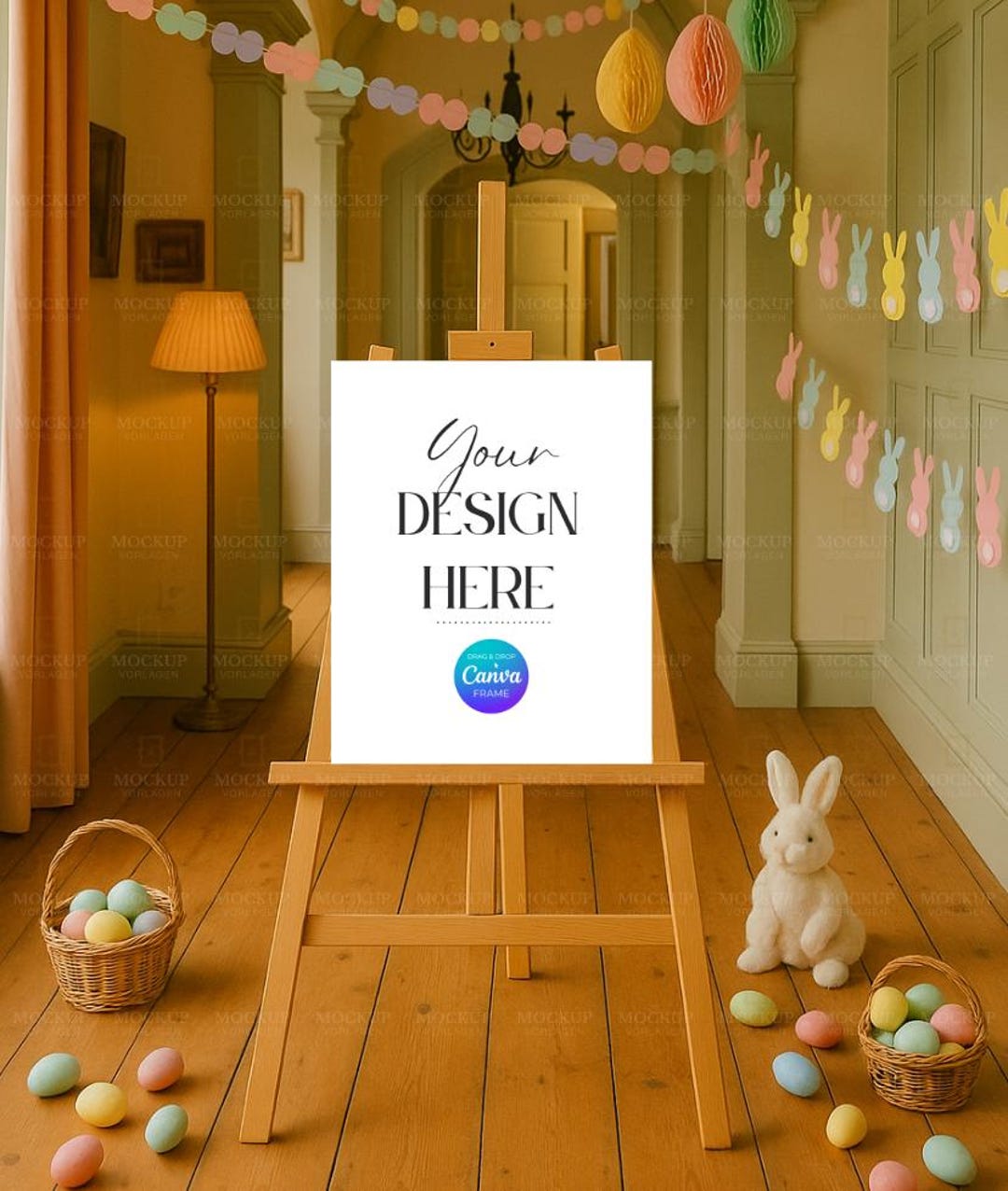 16x20 Easter Mockup Template, Drag and Drop Canva Smart Frame, Indoor ...
