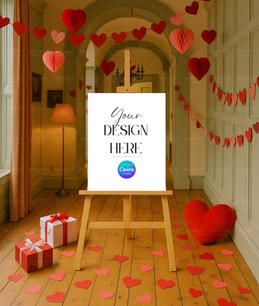 16x20 Valentine’s Day Easel Mockup Template, Drag and Drop Canva Smart ...