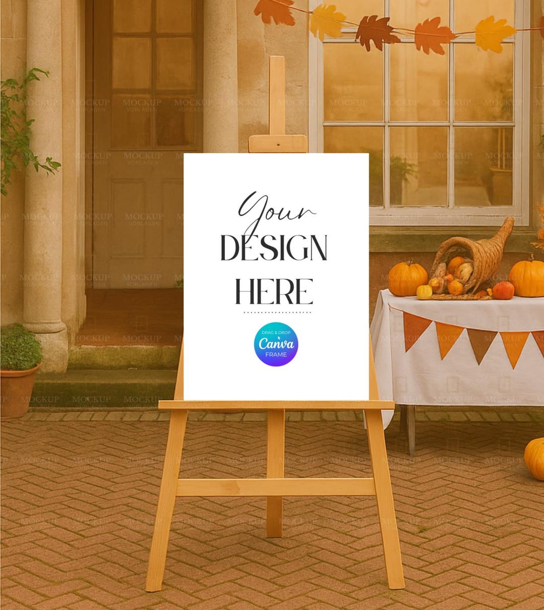 18x24 Fall Easel Mockup Template, Drag and Drop Canva Smart Frame ...
