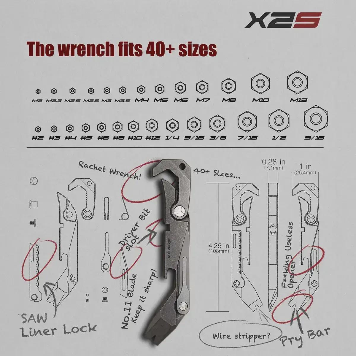 PICHI X2S Titanium Multitool for Everyday Carry, EDC Multi-tool ...
