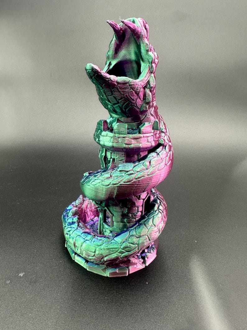 3D Printed Dice Tower - Snake, Raven, Mushroom Fantasy Designs - 3D ...