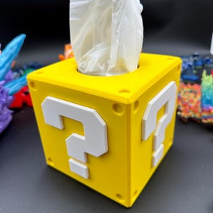 Yellow Gaming Mystery Block Tissue Box Cover - Square Gamer Themed 3D ...