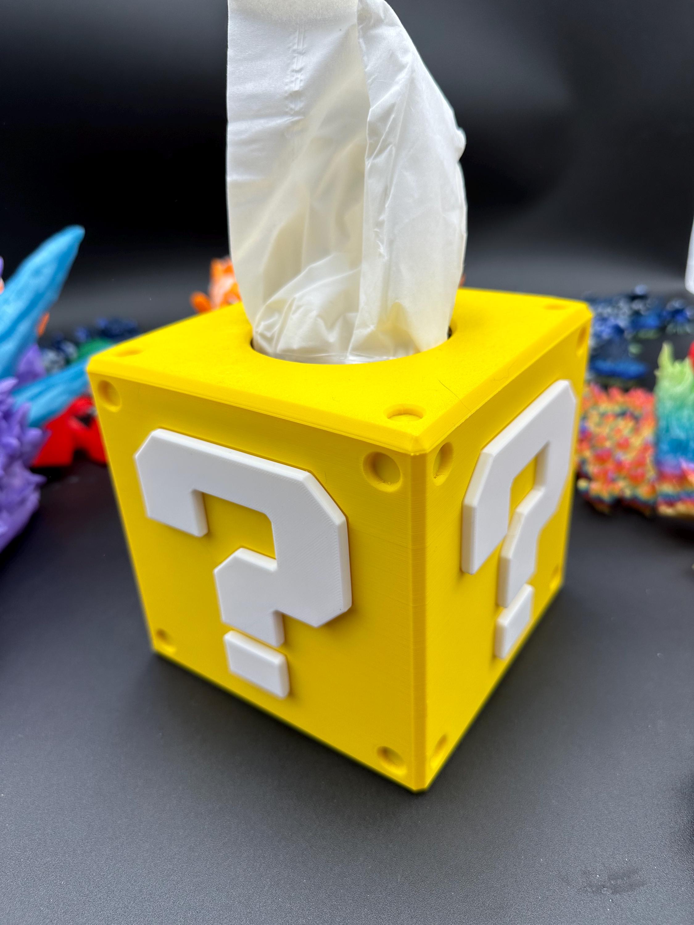 Yellow Gaming Mystery Block Tissue Box Cover - Square Gamer Themed 3D ...