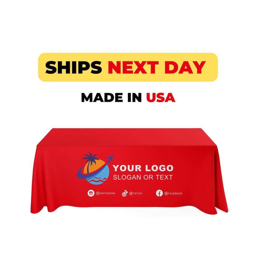 Custom Tablecloth, Custom Table Cover for Trade Show, Table Cover With ...