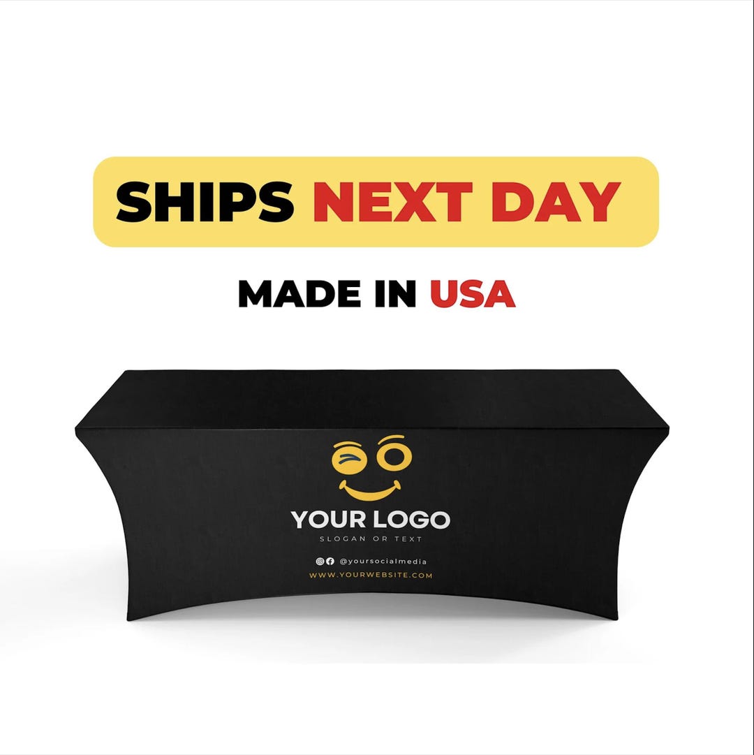 Custom Stretch Tablecloth With Logo | Personalized Table Cover for ...