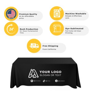 Custom Tablecloth, Custom Table Cover for Trade Show, Table Cover With ...