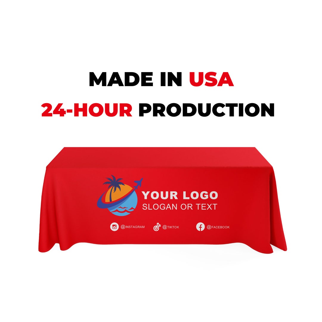Custom Tablecloth, Custom Table Cover for Trade Show, Table Cover With Logo, Personalized ...