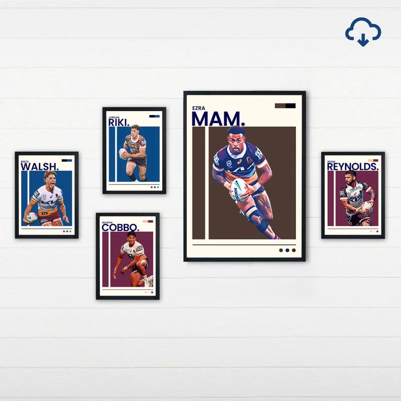 NRL Kids Wall Art Brisbane Broncos Rugby League Prints: Jordan Riki ...