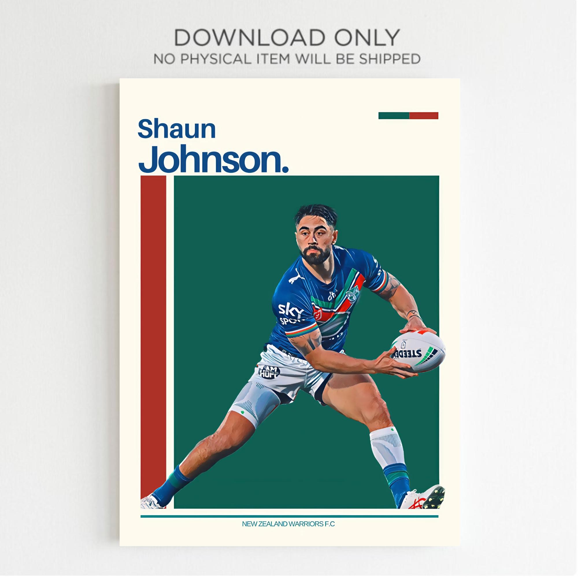 Shaun Johnson Newzealand Warriors Rugby League Instant Printables for ...