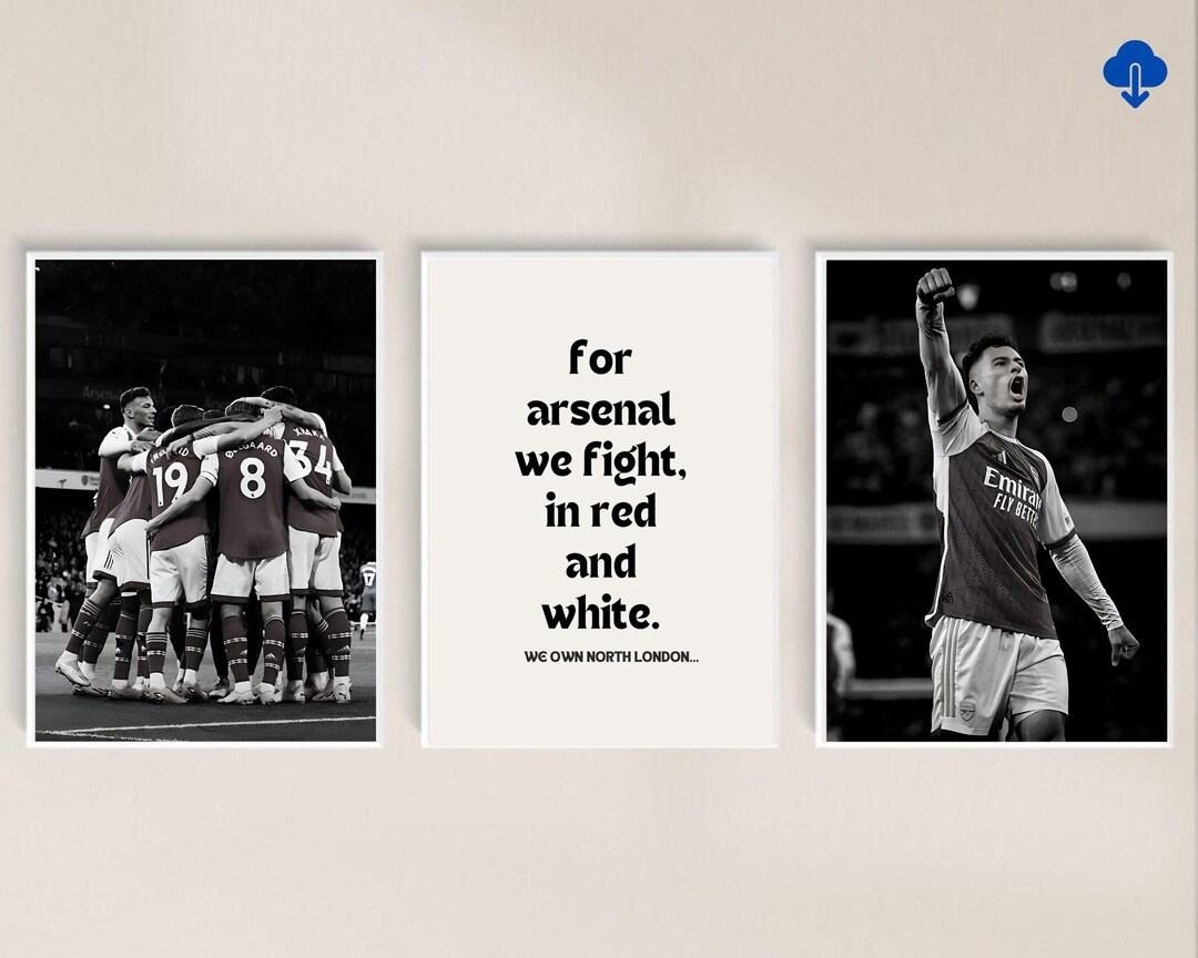 Arsenal Club Football Digital Downloads Instant Printables Set of 3 for ...