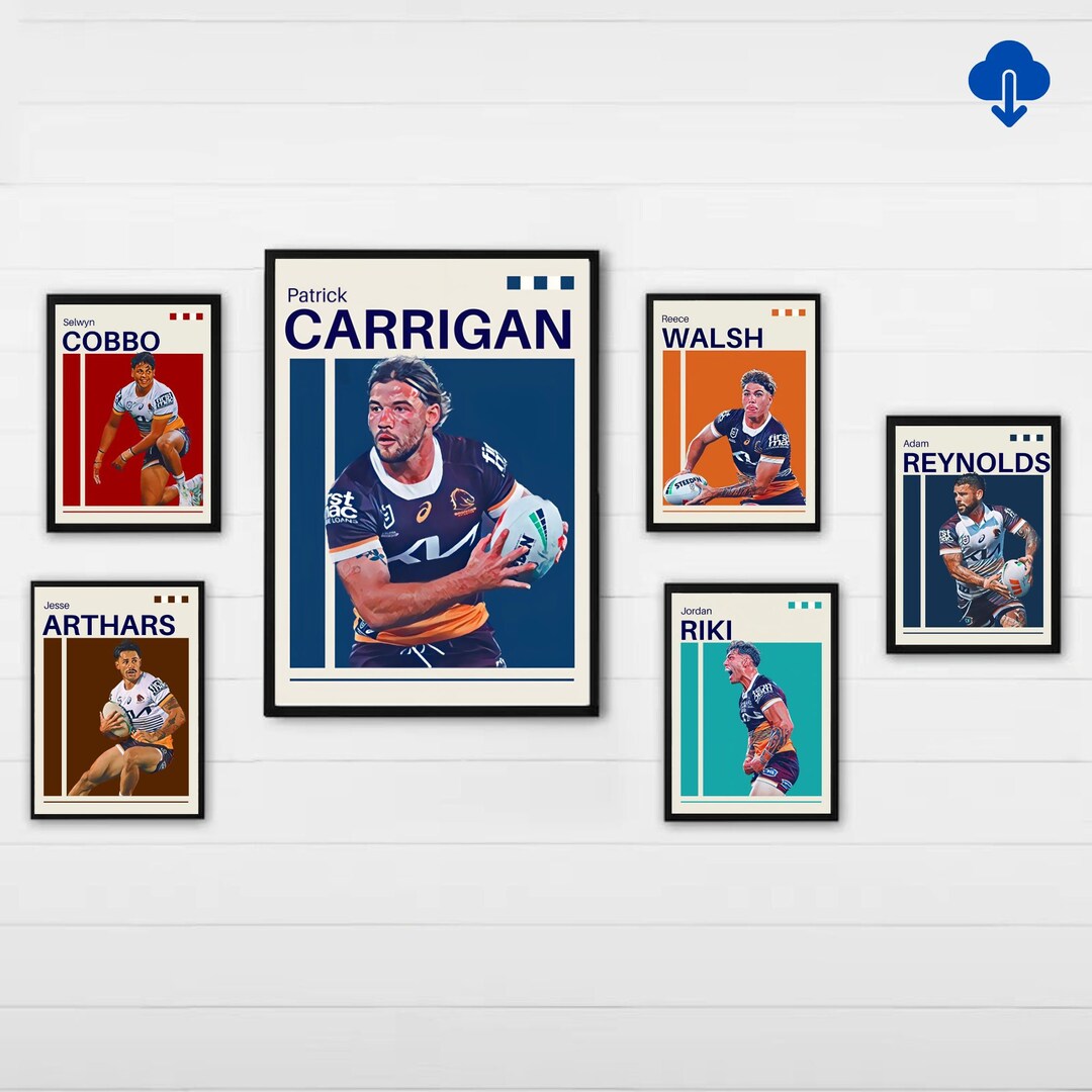 Brisbane Broncos Rugby League Poster Set: Room Decor (digital Download ...