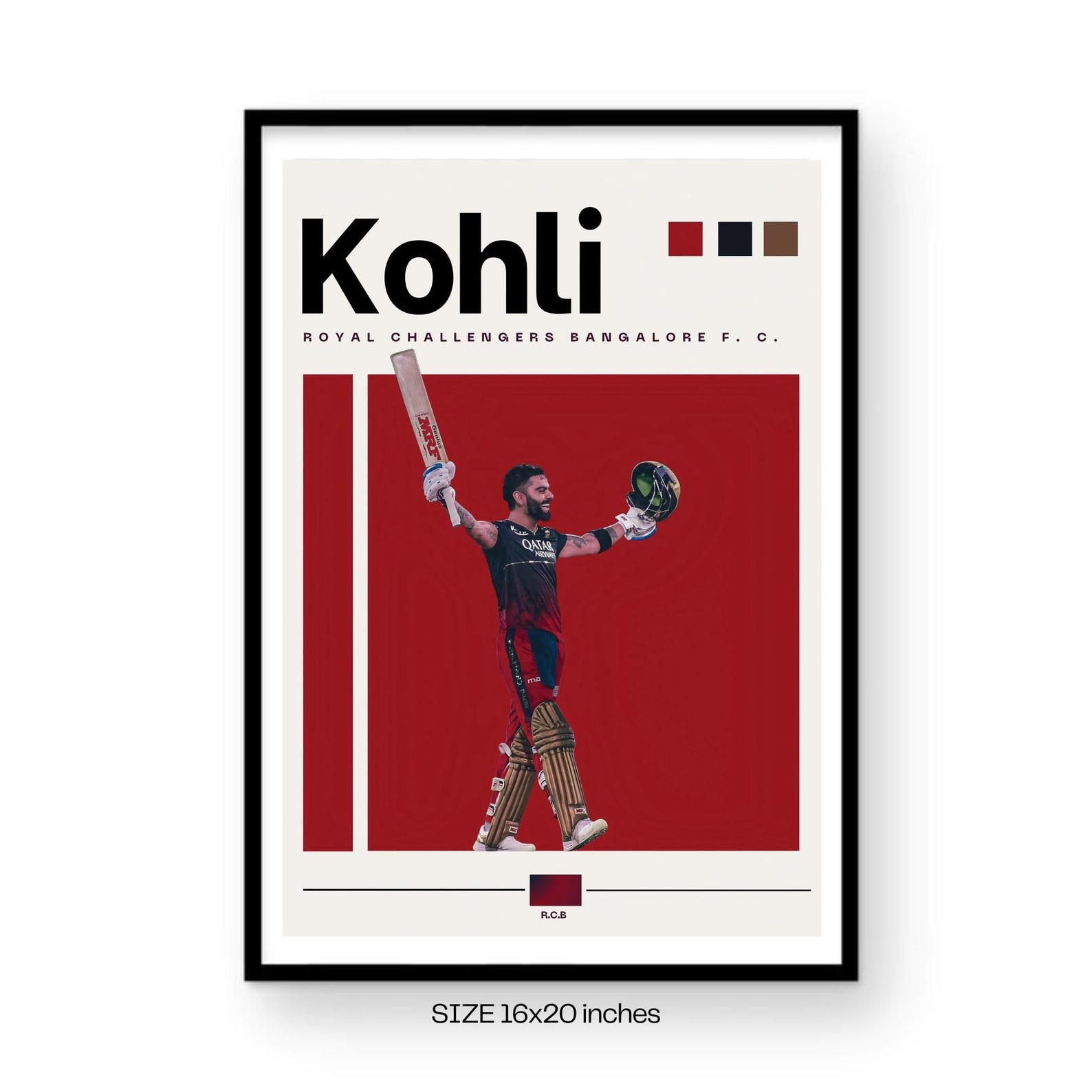 RCB Virat Kohli Wall Art – Cricket Fan Club Poster | Indian Cricket ...