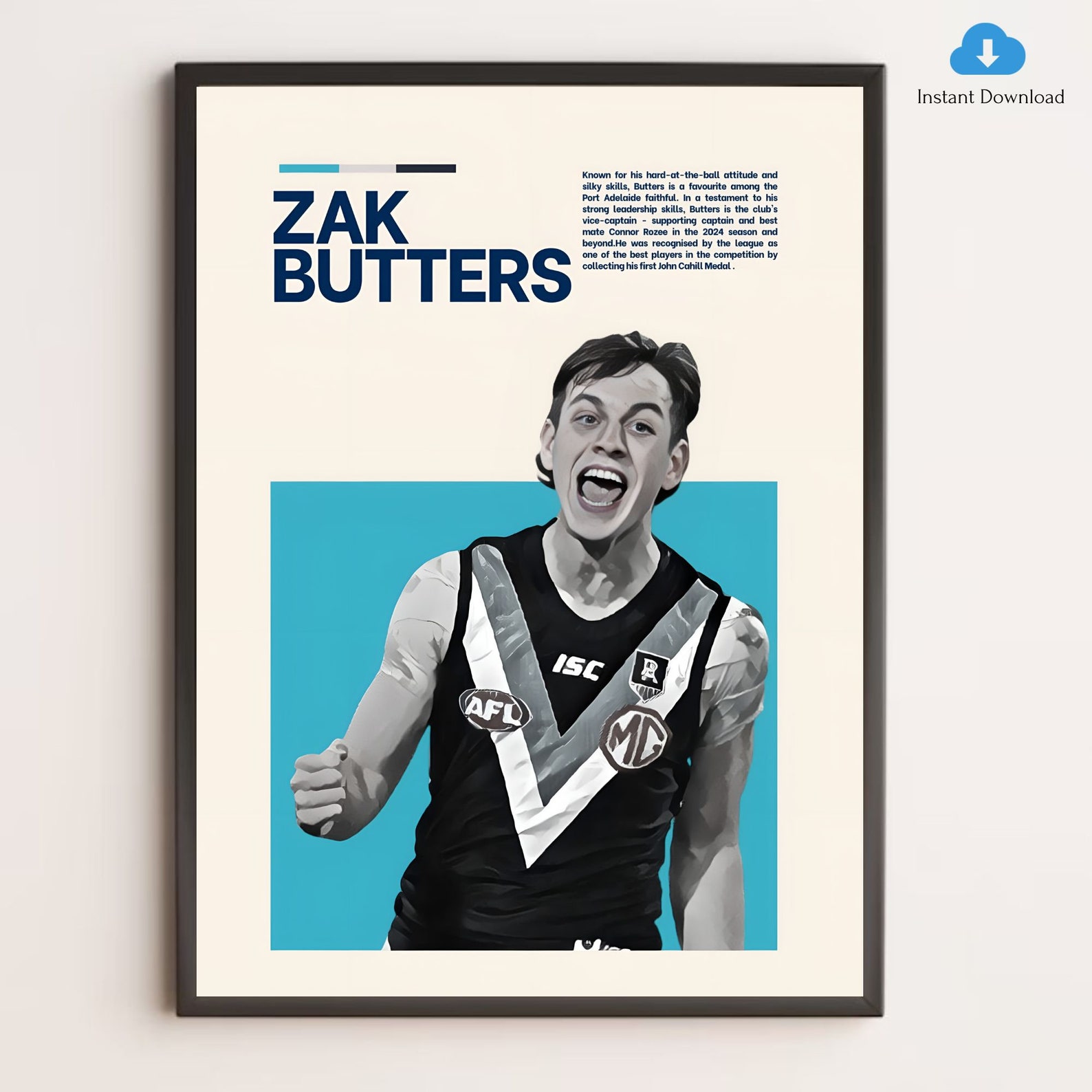 Zak Butters Port Adelaide Footy Lover Instant Digital Download Gift for ...