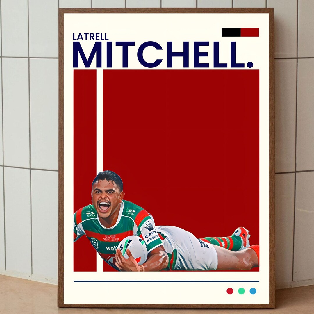 NRL Latrell Mitchell South Sydney Rabbitohs Minimalist Wall Bedroom Art ...
