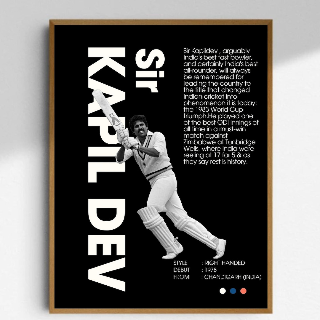 Kapil Dev Indian Legend Cricket Posters Digital Instant Download Test ...