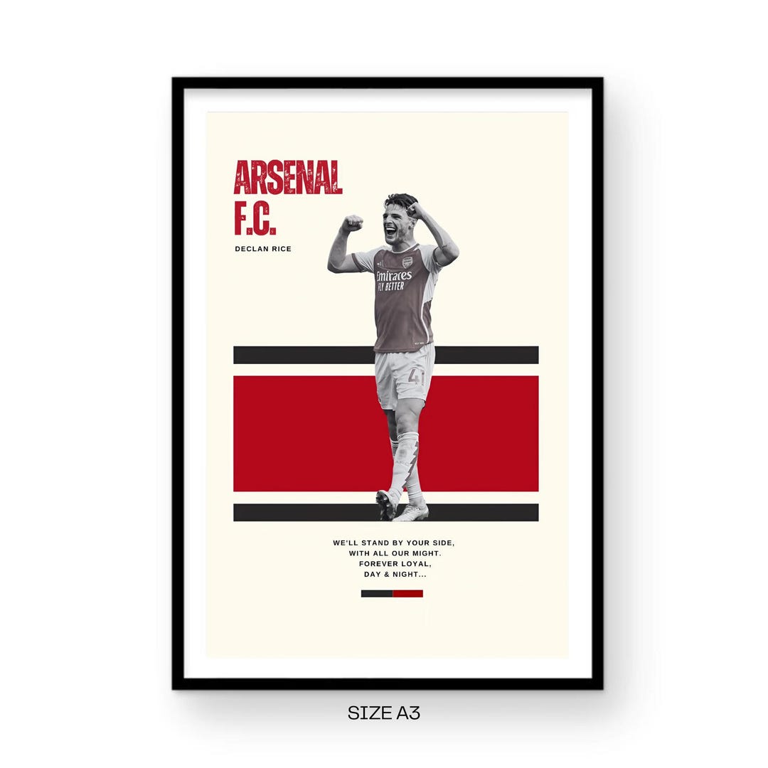 Arsenal F.C. Declan Rice Poster: Football Bedroom Decor (A3 Digital ...