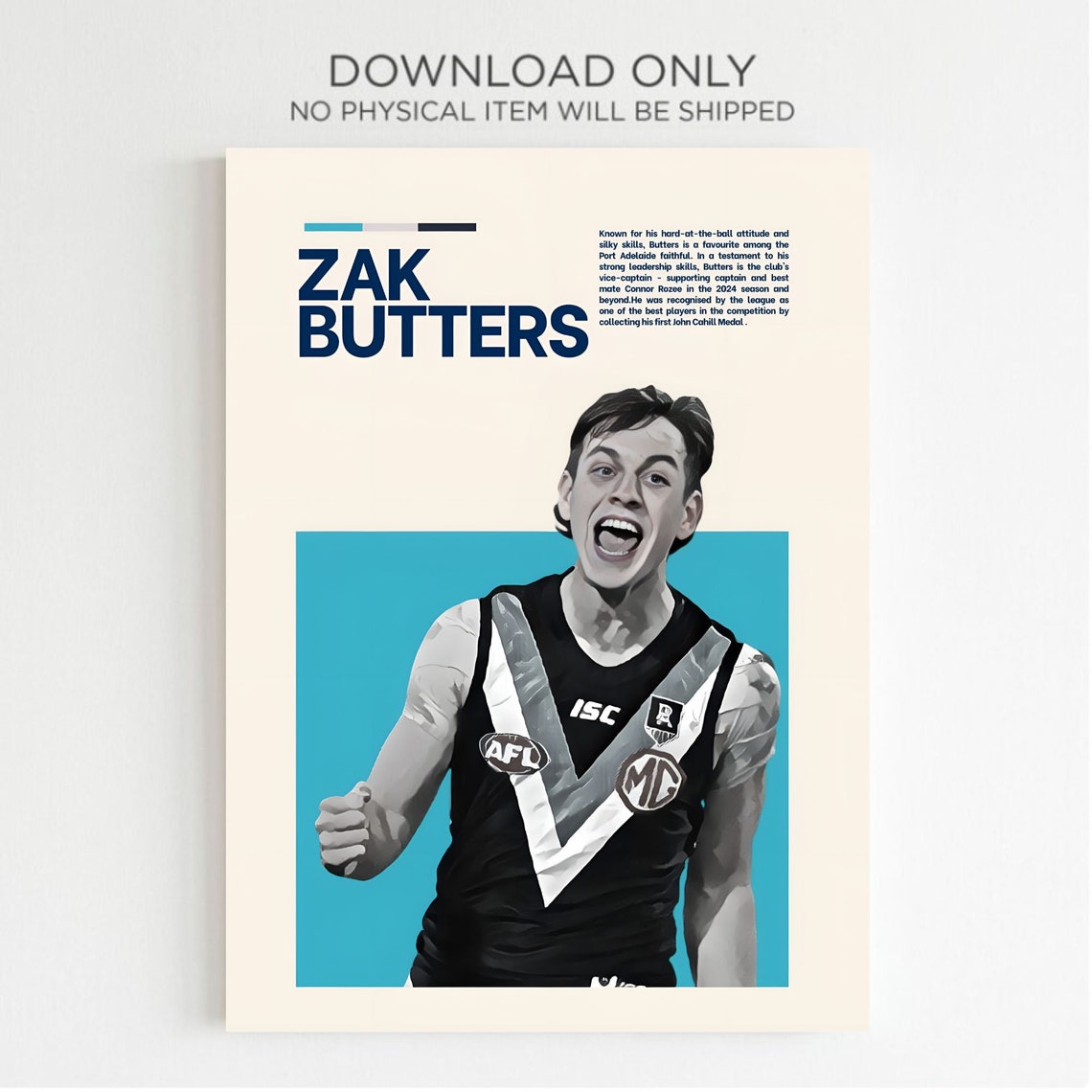 Zak Butters Port Adelaide Footy Lover Instant Digital Download Gift for ...