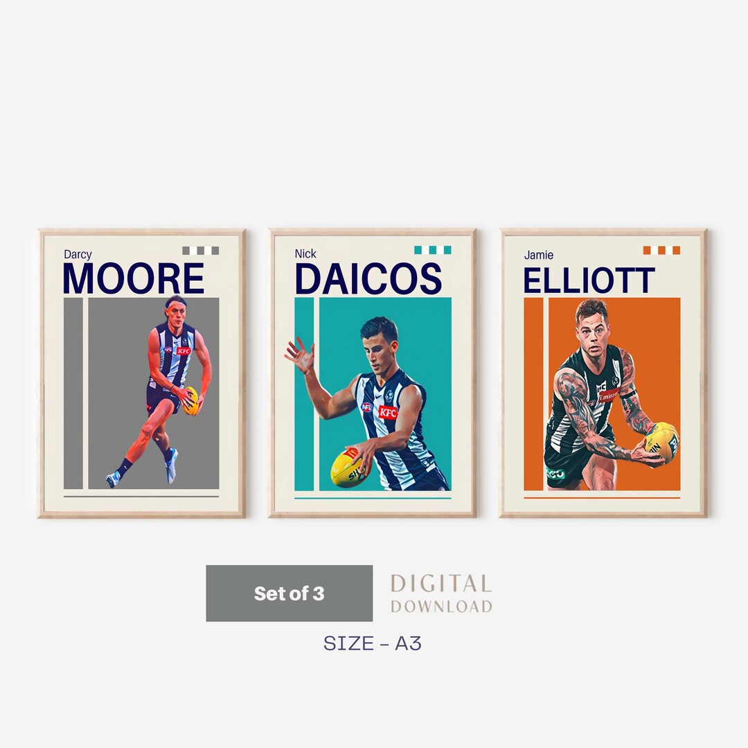 Collingwood Footy Afl Printable Set of 5 Bedroom Wall Art for Football ...