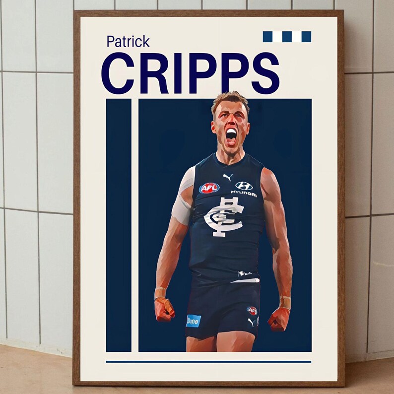 Patrick Cripps Carlton Blues AFL Poster: Minimalist Footy Art (digital ...