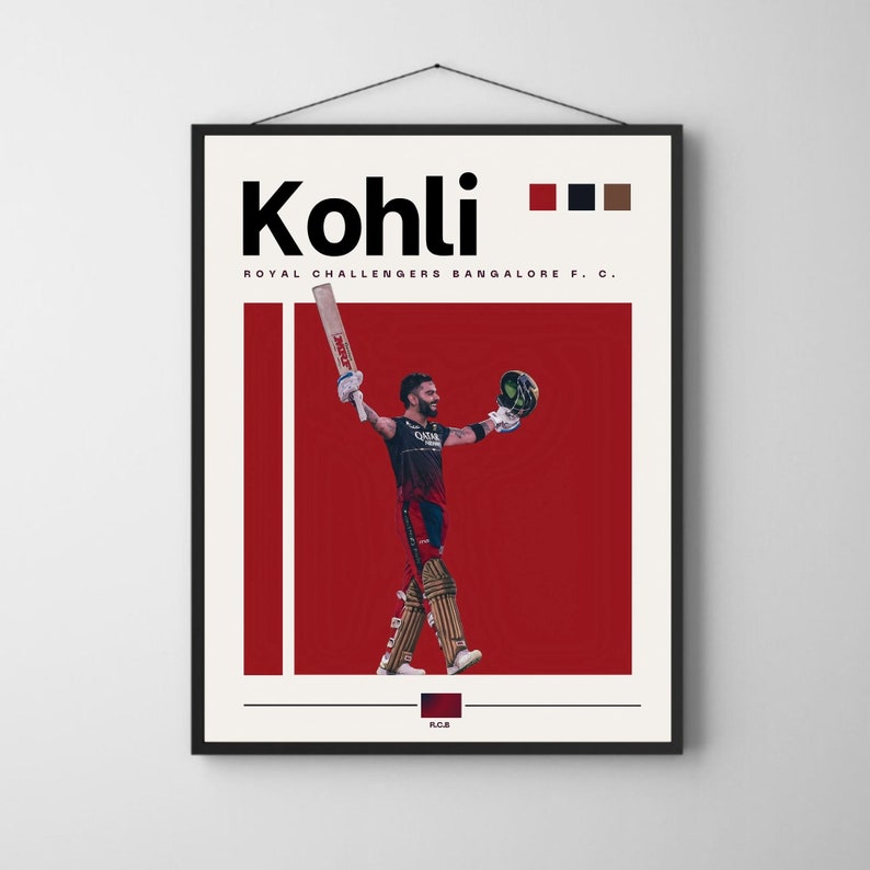 RCB Virat Kohli Wall Art – Cricket Fan Club Poster | Indian Cricket ...