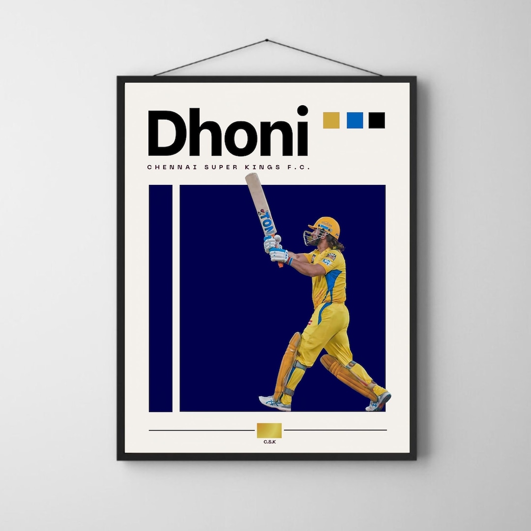 Chennai Super Kings MSD Dhoni Poster Instant Download Digital File for ...