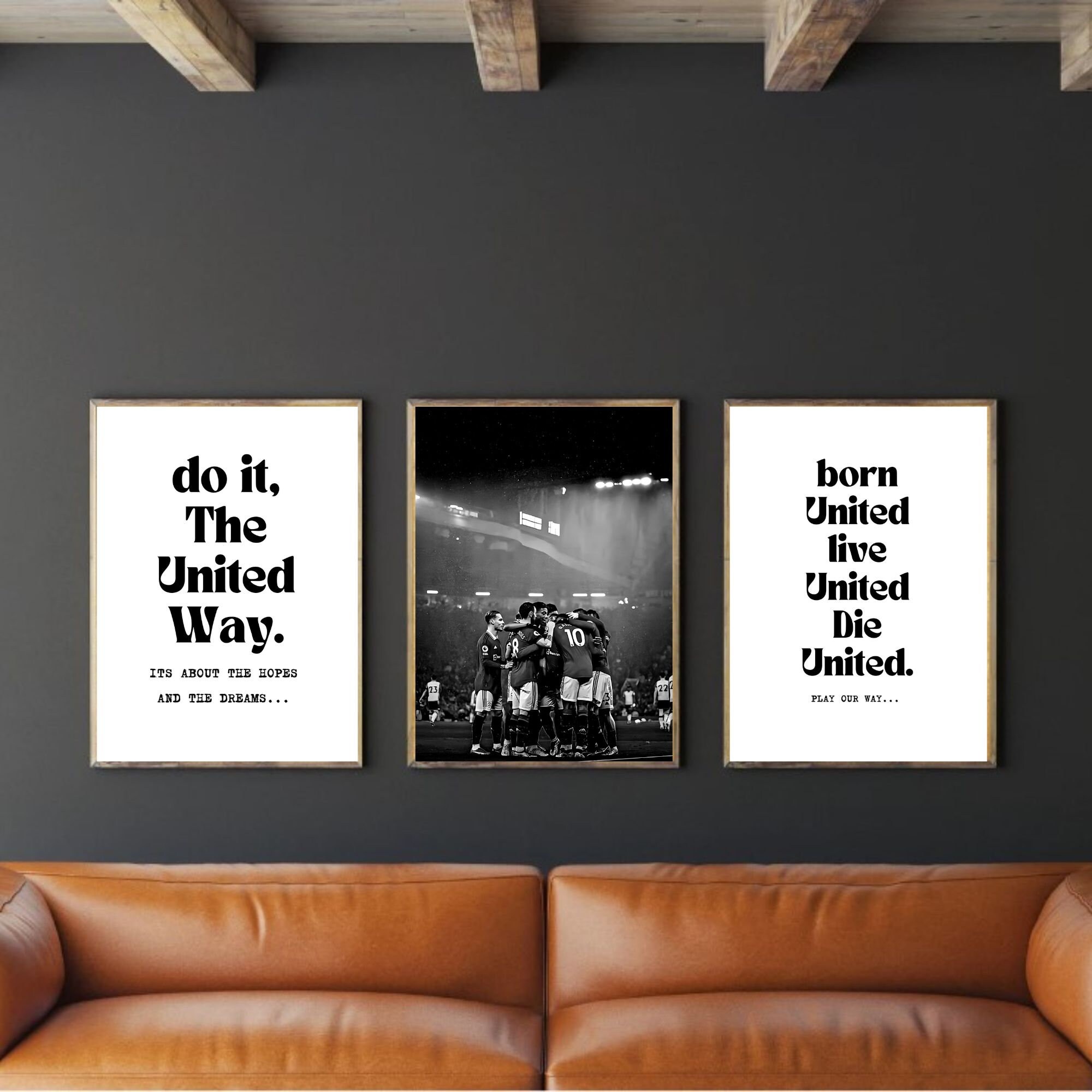 Manchester United Black & White Prints: Soccer Fan Gift (digital ...