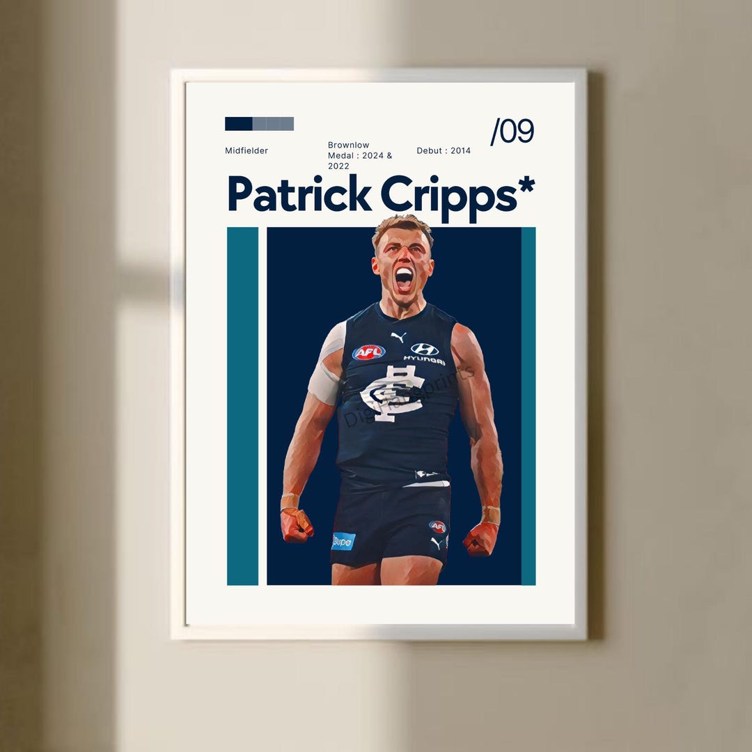 Patrick Cripps Carlton Blues AFL Wall Art – Minimalist A3 Digital ...
