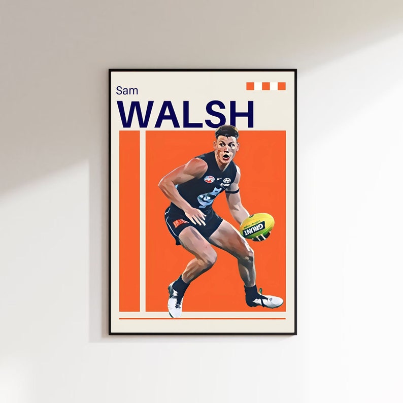 Patrick Cripps Charlie Curnow Sam Walsh Carlton AFL Poster Digital Download Gift Perfect Bedroom ...