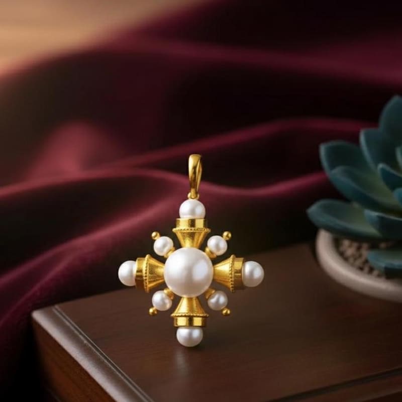 Pearl Cross Necklace - Etsy