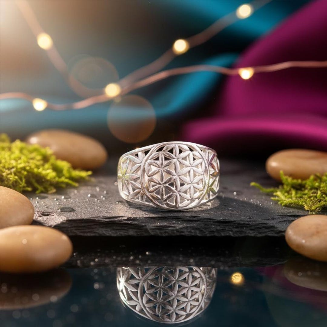 Sterling Silver Flower of Life Ring Sacred Geometry Christmas Gifts ...