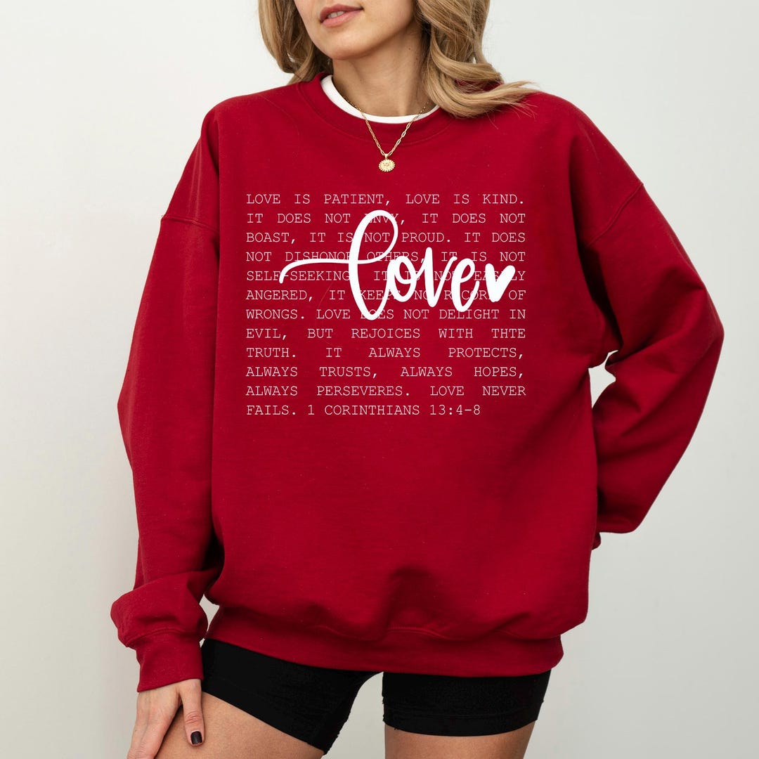 Love Scripture Sweatshirt, 1 Corinthians 13 Sweatshirt, Bible Verse ...