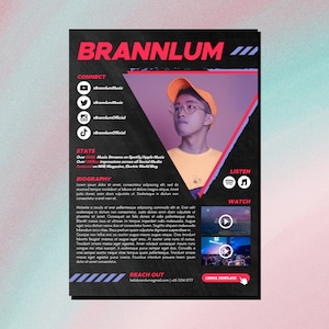 EPK Media Kit Template (one Sheet) - Etsy